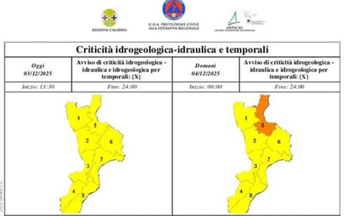 Meteo, nuova ondata di maltempo in Calabria: scatta l’allerta gialla ...